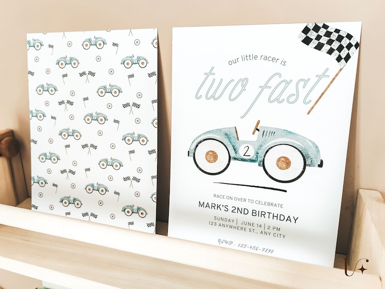 Editable TWO Fast Birthday Invitation Race Car 2nd Birthday - Etsy