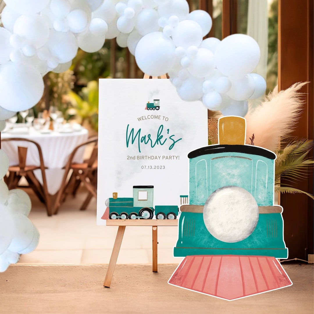 Birthday Decoration Train Big Decor Modern Green Train Second Birthday ...
