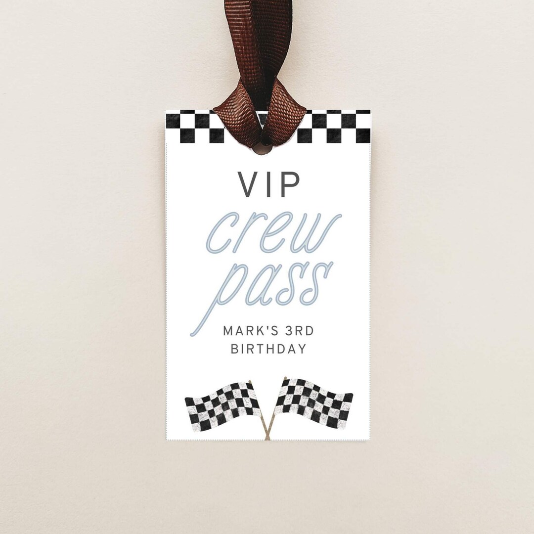 Race Car 3rd Birthday VIP Pass: Checkered Flag Party (canva Template ...