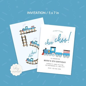 Blue Train 5th Birthday Invitation for Boy – Choo Choo Editable Party ...