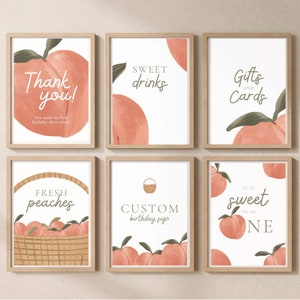 Editable Sweet to Be One Birthday Table Signs for Peach Themed 1st ...