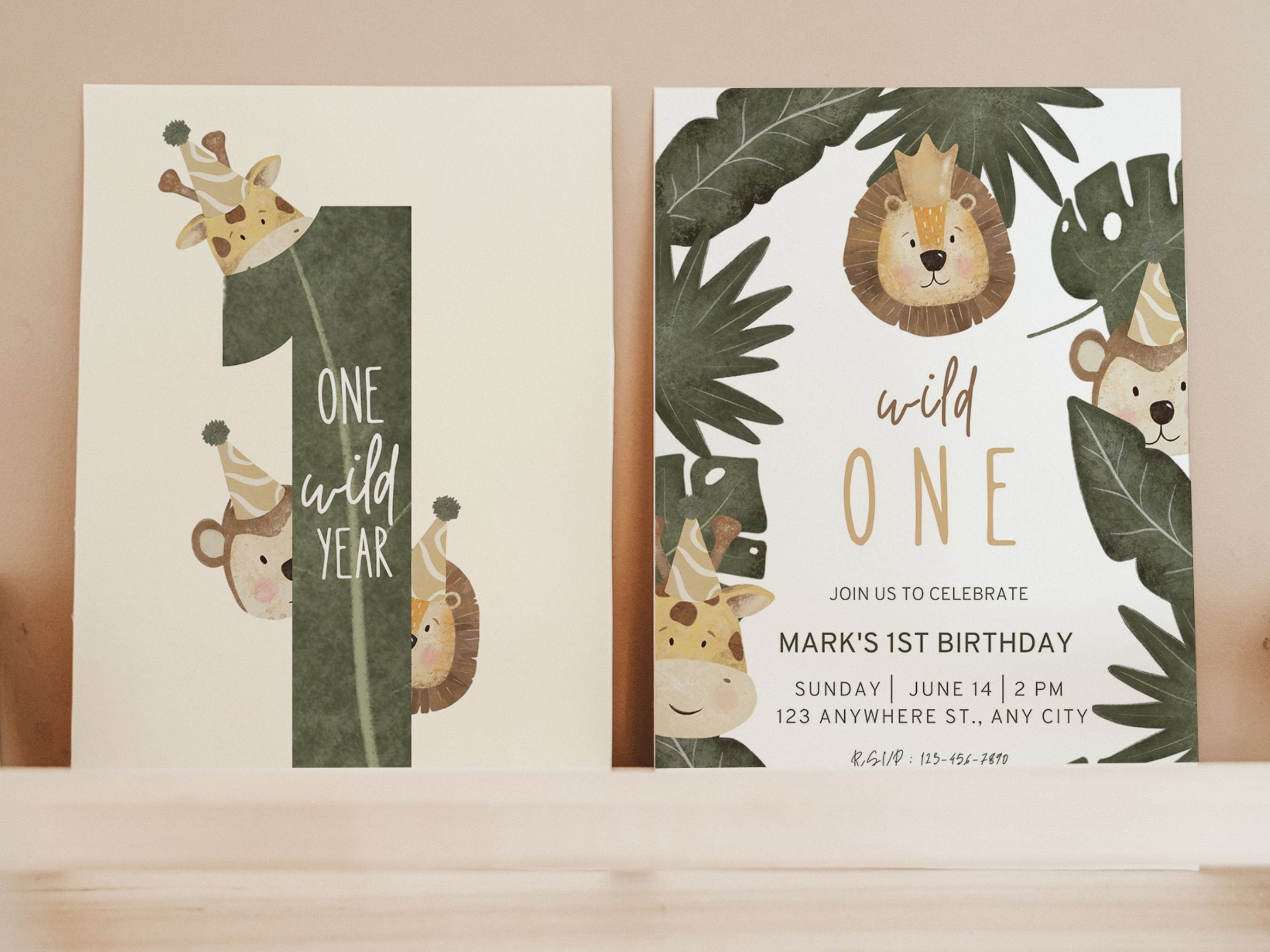 Safari Birthday Invitation Wild One Birthday Invitation - Etsy