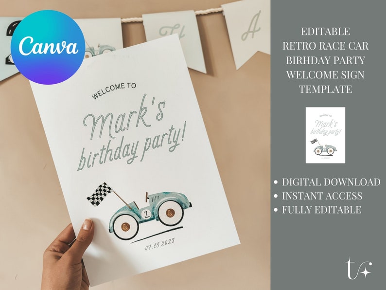 Editable TWO Fast Birthday Welcome Sign Race Car 2nd Birthday - Etsy