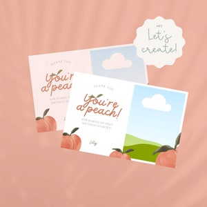Sweet Peach First Birthday Thank You Card: Editable Template - Etsy