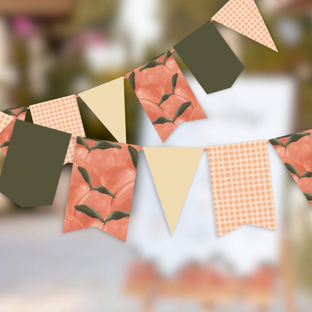 One Sweet Peach Birthday Banner: First Birthday Party Decor (editable ...