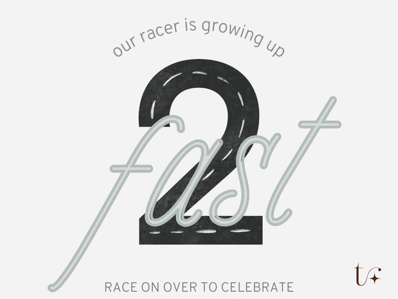 Two Fast Birthday Invitation: Vintage Race Car, 2nd Birthday (printable ...