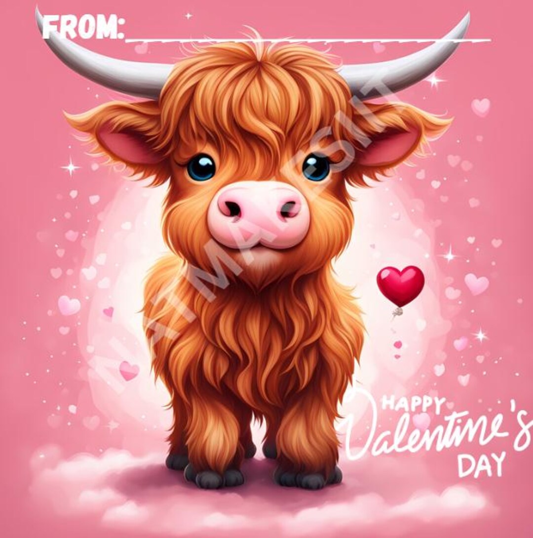 Valentine's Day Bundle of 4 Cute Cow Printable Cards|digital | 5x5 Card ...