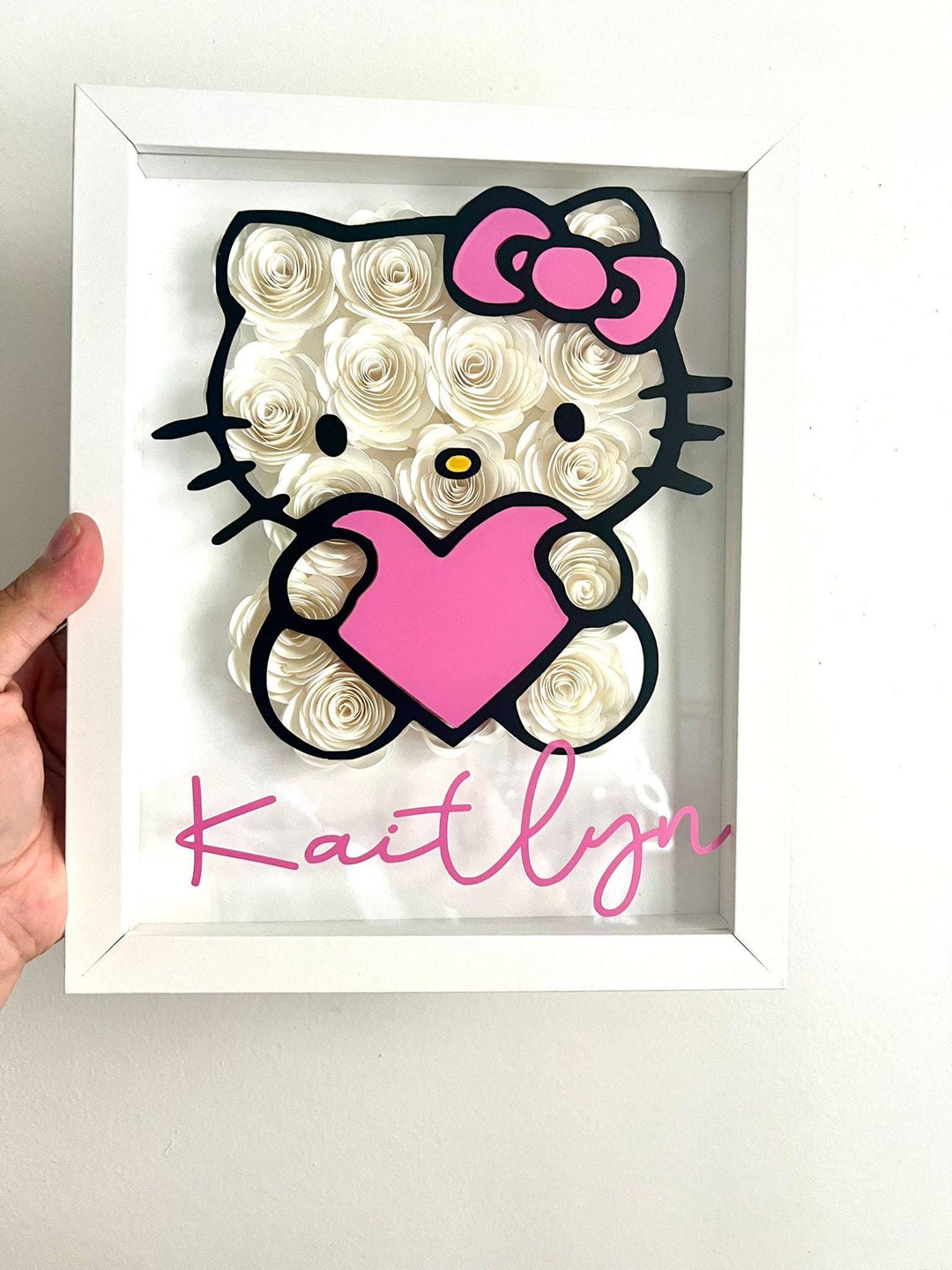 Custom Kitty Rose Shadow Frame|dorm Decor Gift | Rose Frame | Gift for ...