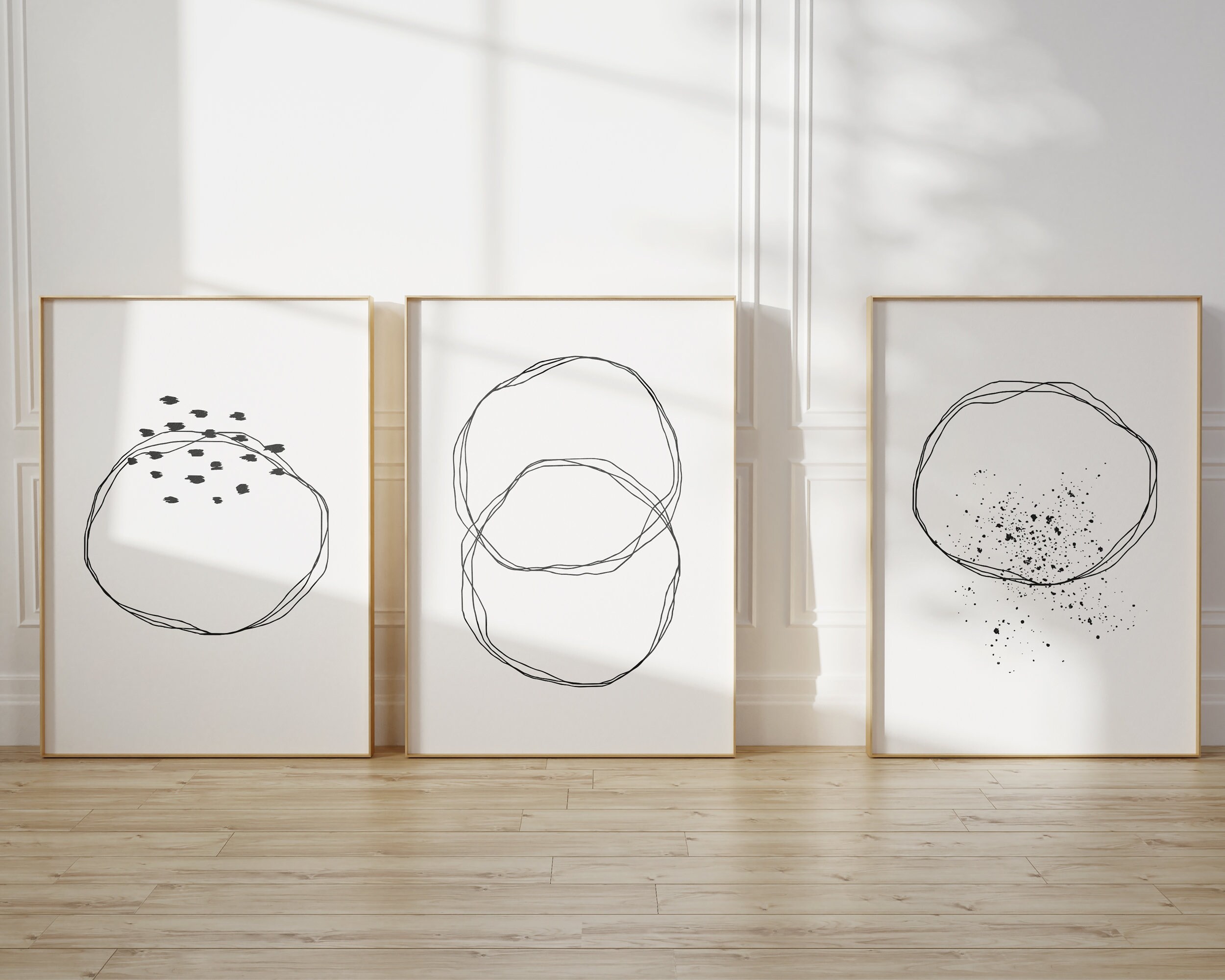 Set of 3 Black and White Abstract Geometric Posters, Printable ...