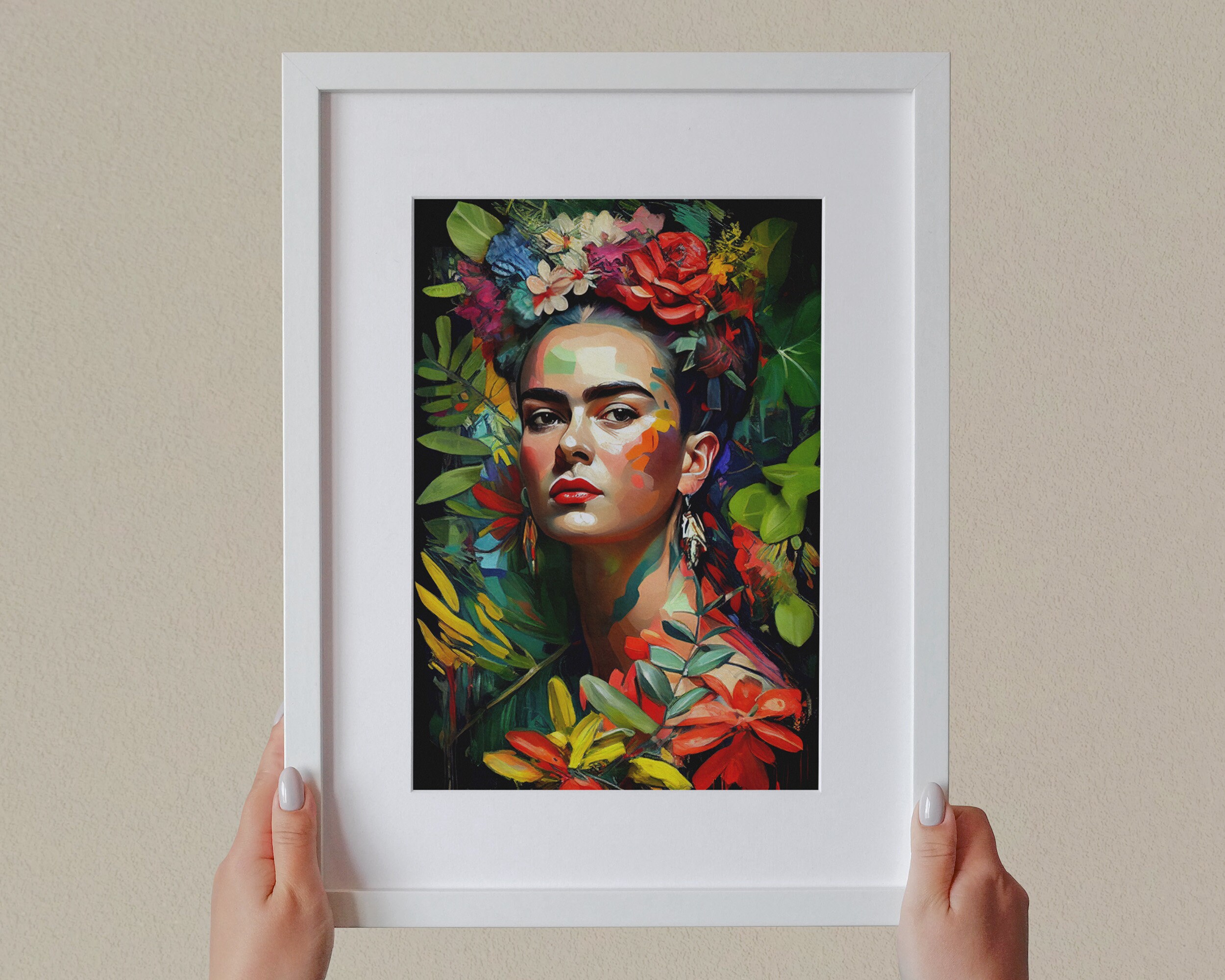 Printable Poster Watercolor Frida Kahlo Portrait. Flowers. - Etsy UK