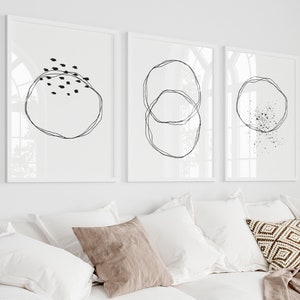 Set of 3 Black and White Abstract Geometric Posters, Printable ...