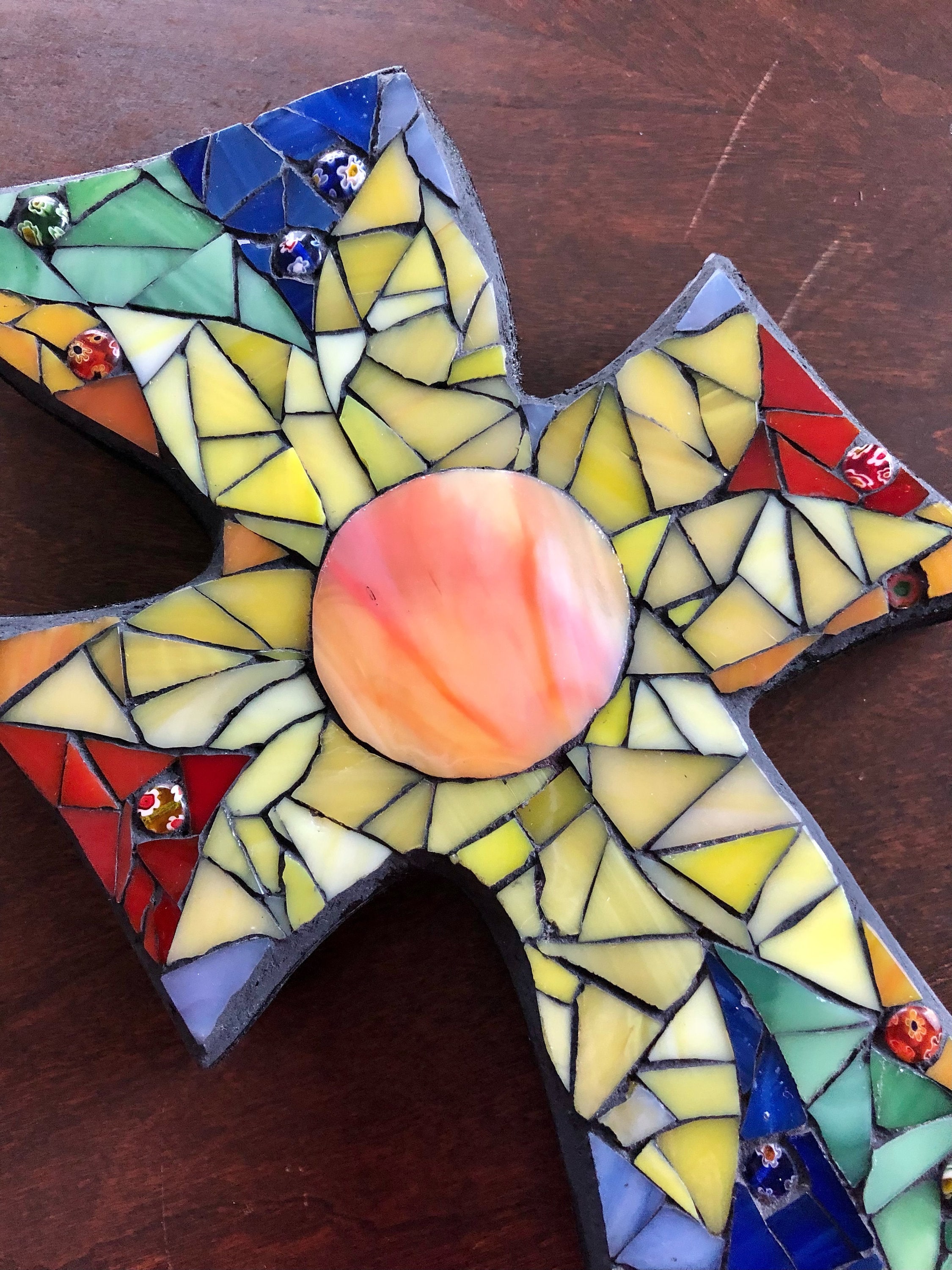 Multi-colored Mosaic Cross With Sun - Etsy