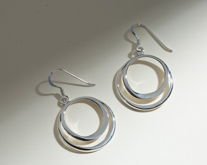 Double Hoop Earrings Sterling Silver Handmade Double Hoops Made in the ...