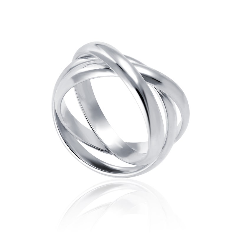 Triple Interlocking Circle Ring for Women / Sterling Silver Ring ...