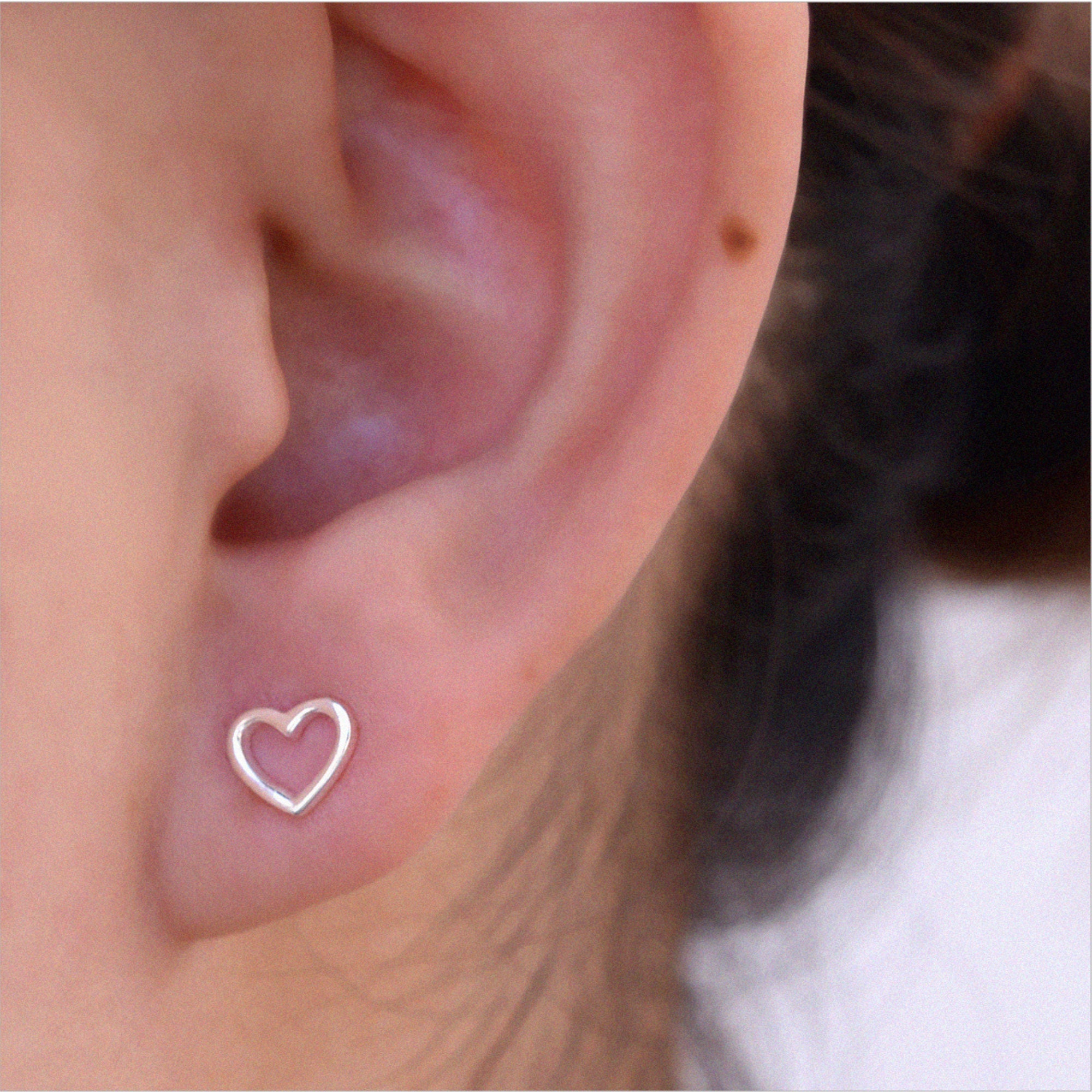 Small Open Heart Stud Earrings for Women or Men / 925 Sterling - Etsy