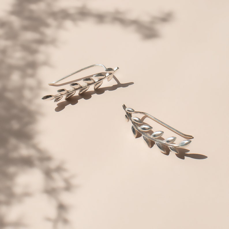 Solid Sterling Silver Leaf Ear Cuffs Silver Branch Ear Wrap - Etsy