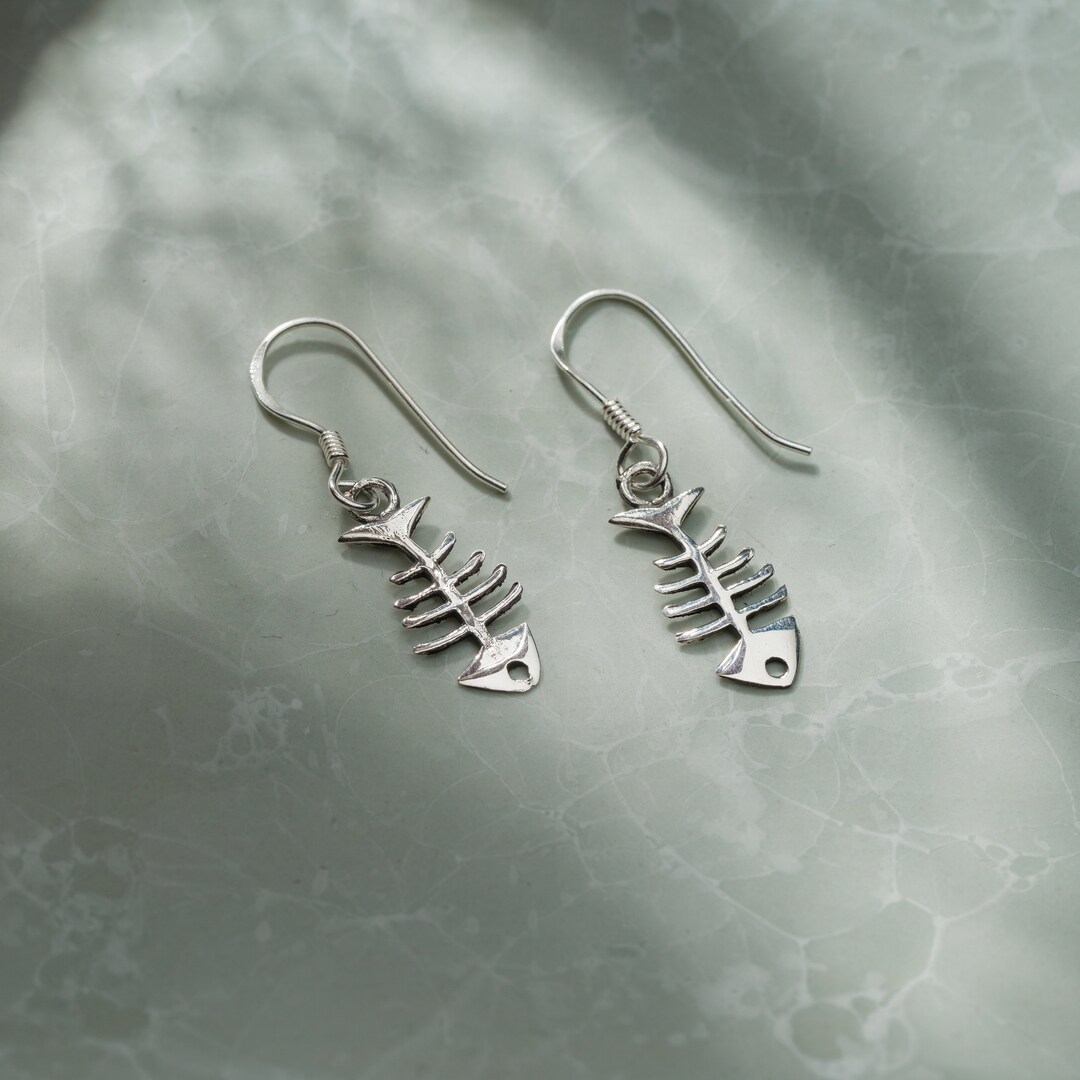 Sterling Silver Fishbone Earrings for Women, Fun and Unique Fish ...