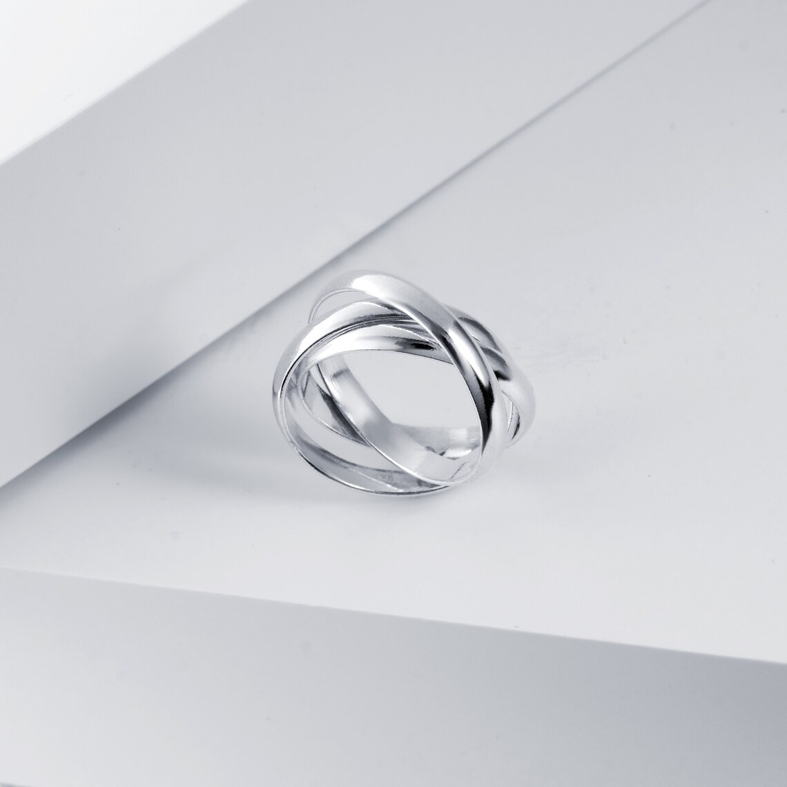 Triple Interlocking Circle Ring for Women / Sterling Silver - Etsy