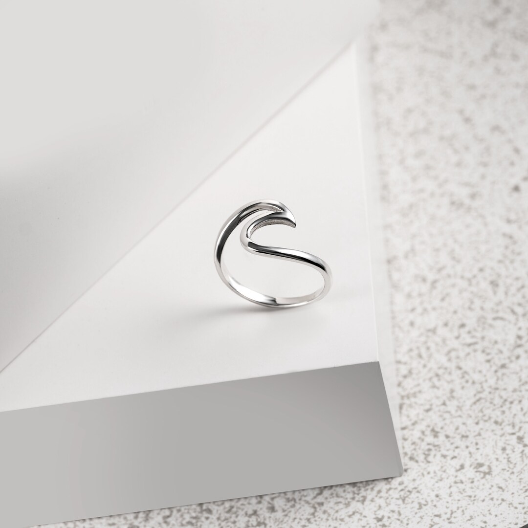 Wave Design Ring for Women / Sterling Silver Ring / Wave Shaped Ring ...