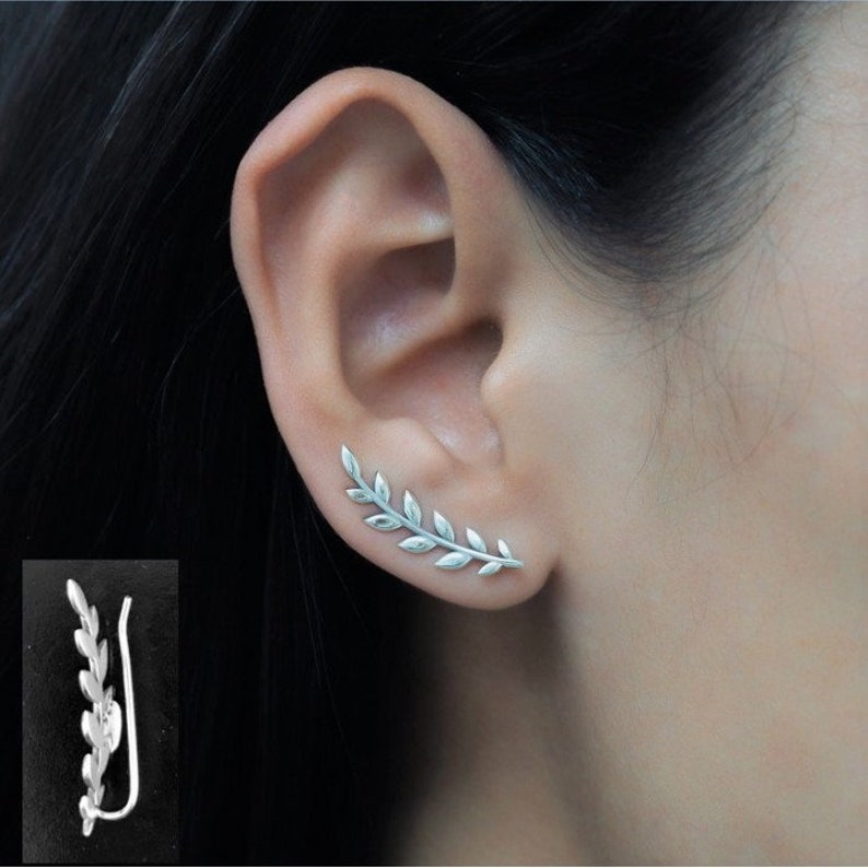 Solid Sterling Silver Leaf Ear Cuffs Silver Branch Ear Wrap - Etsy