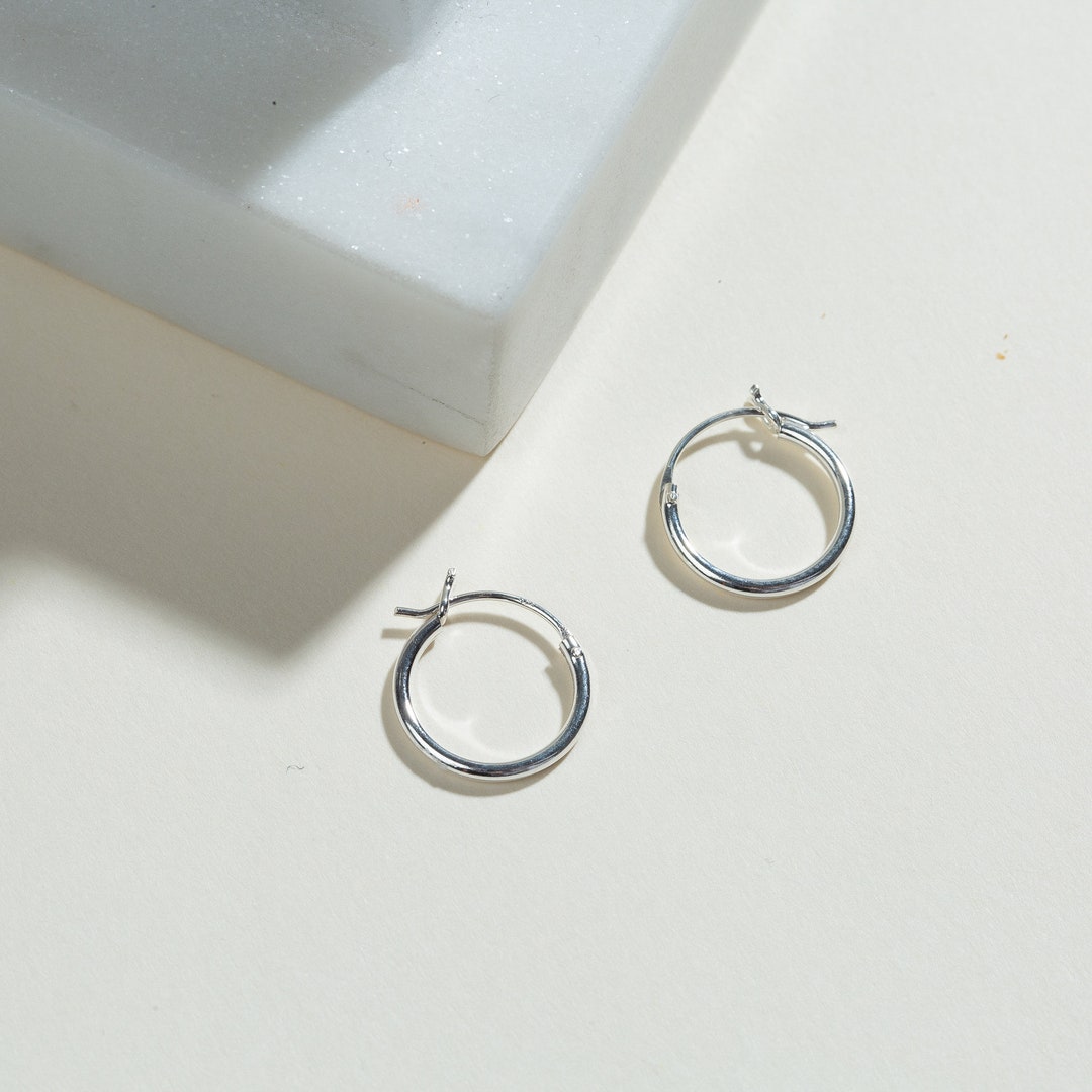Sterling Silver Hoop Earrings for Women / 10,12 Mm / 925 Silver ...