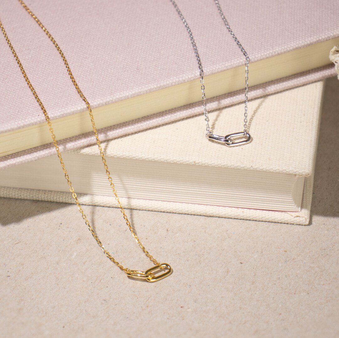 Simple Everyday Necklace for Women, Chain Link Pendant Necklace, Paper ...