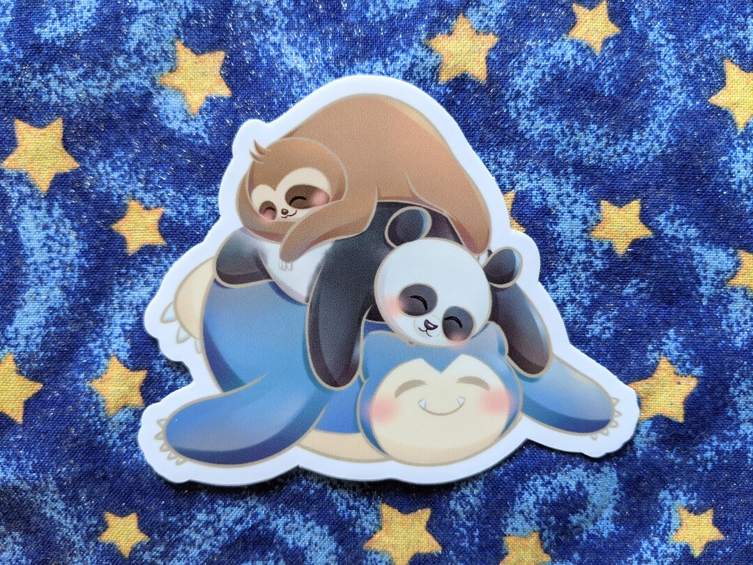 Sloth Panda Snorlax Sleepy Pile Vinyl Sticker | Cute Pokemon | Kawaii ...