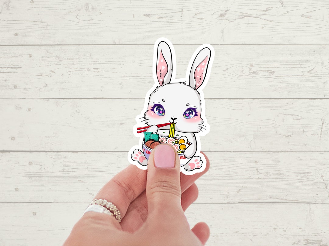 Bunny Ramen Die Cut Sticker, Kawaii Bunny Sticker, Bunny Decal, Anime ...