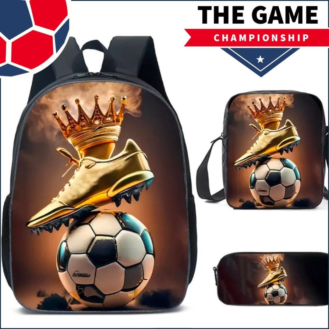 3-in-1 Football Backpack Set for Boys School Bag, Crossbody Bag ...