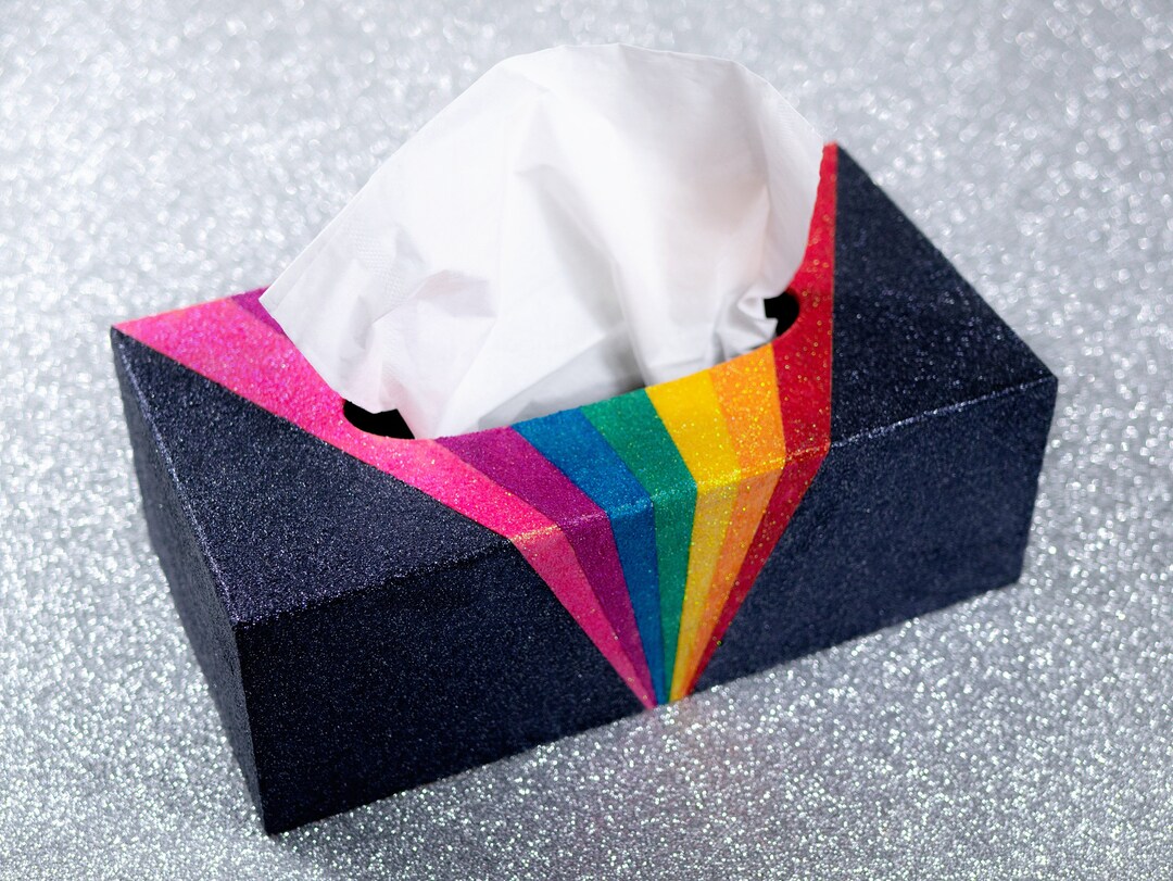 Rainbow Glitter Tissue Box - Etsy