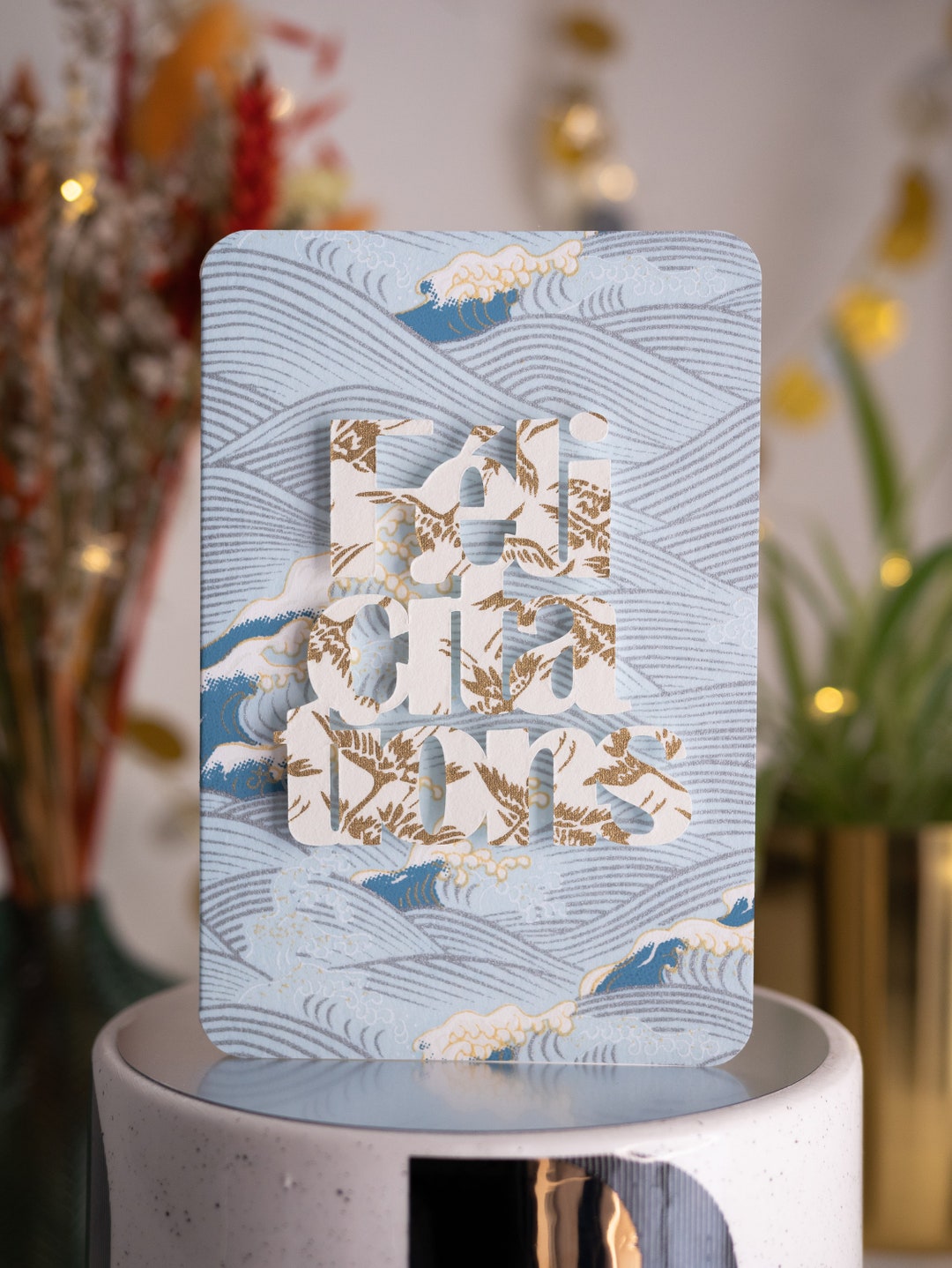 Customizable Japanese Paper Card Mizuiro - Etsy