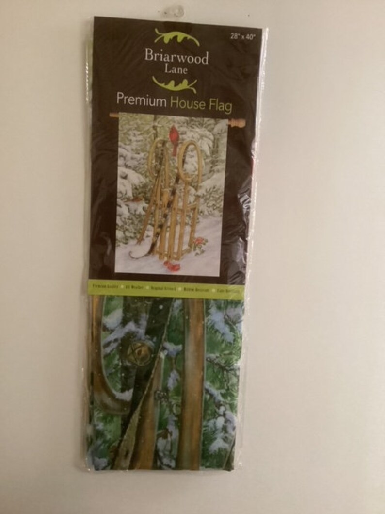 House Flag Male and Female Cardinal Birds on an Old Wooden Sled With ...