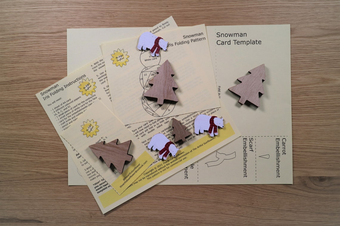 Snowman Iris Folding Pattern | PDF Download | Iris Folding Pattern & Card Template - Etsy