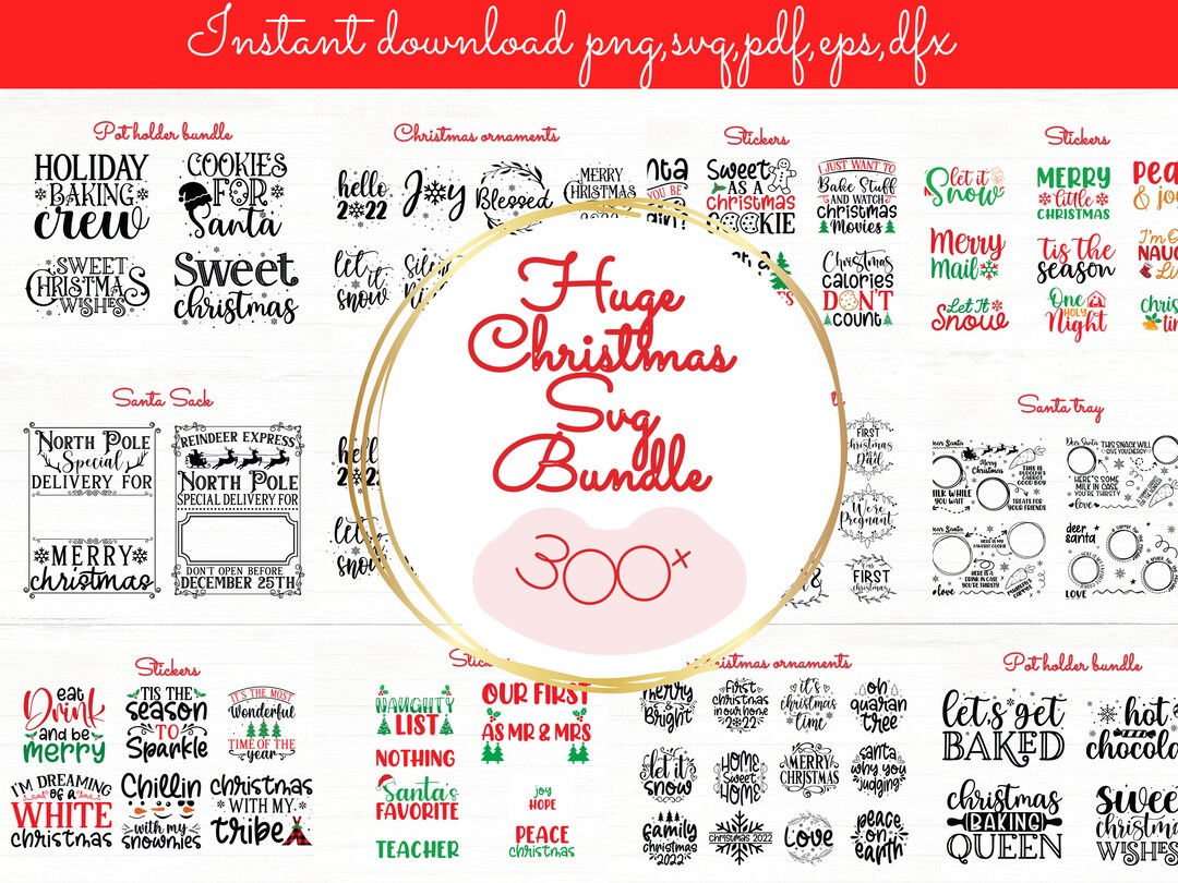 CHRISTMAS MEGA 300 SVG Bundle Winter Svg Holidays Svg Xmas - Etsy