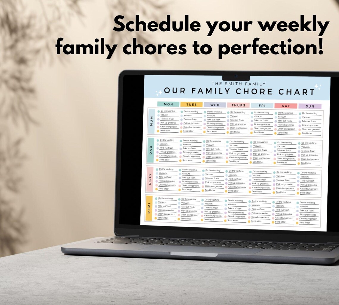 Editable Family Chore Chart for Kids Chore Chart Adults Chore Chart ...