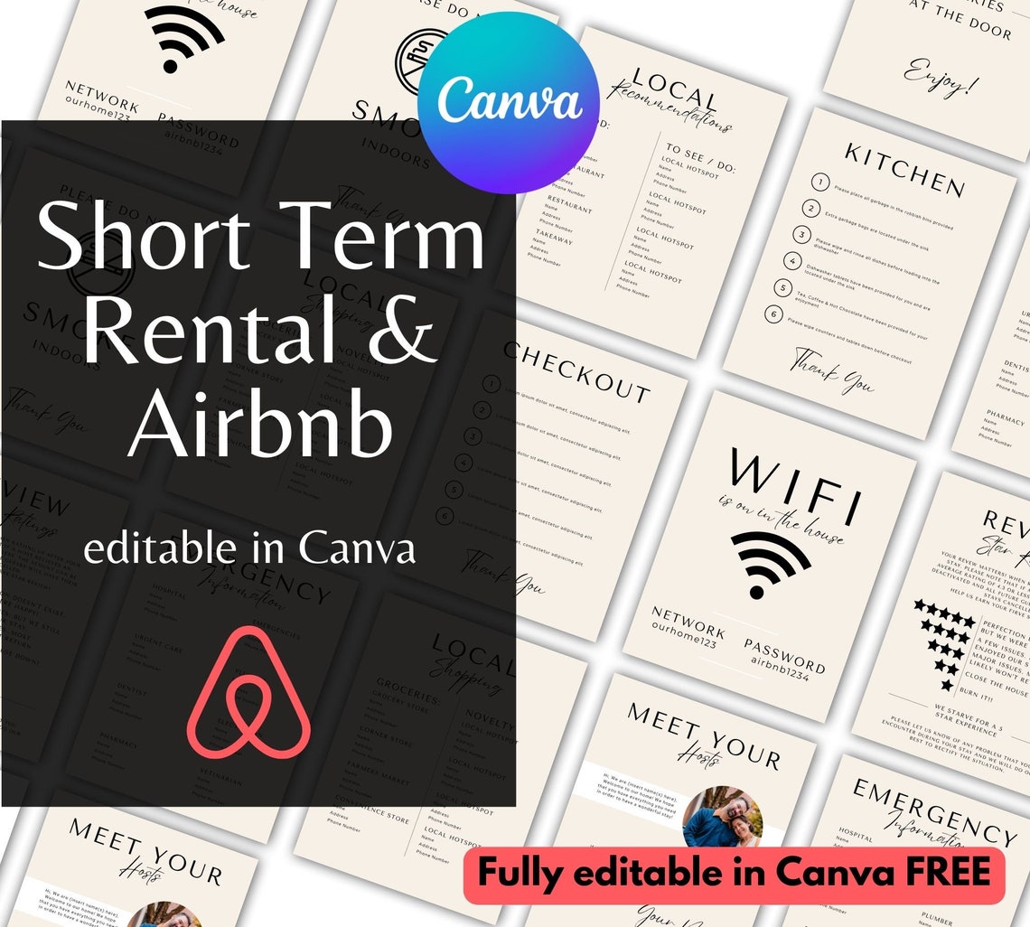 Airbnb Signs, Airbnb Template, Airbnb Templates, Airbnb Welcome Sign ...