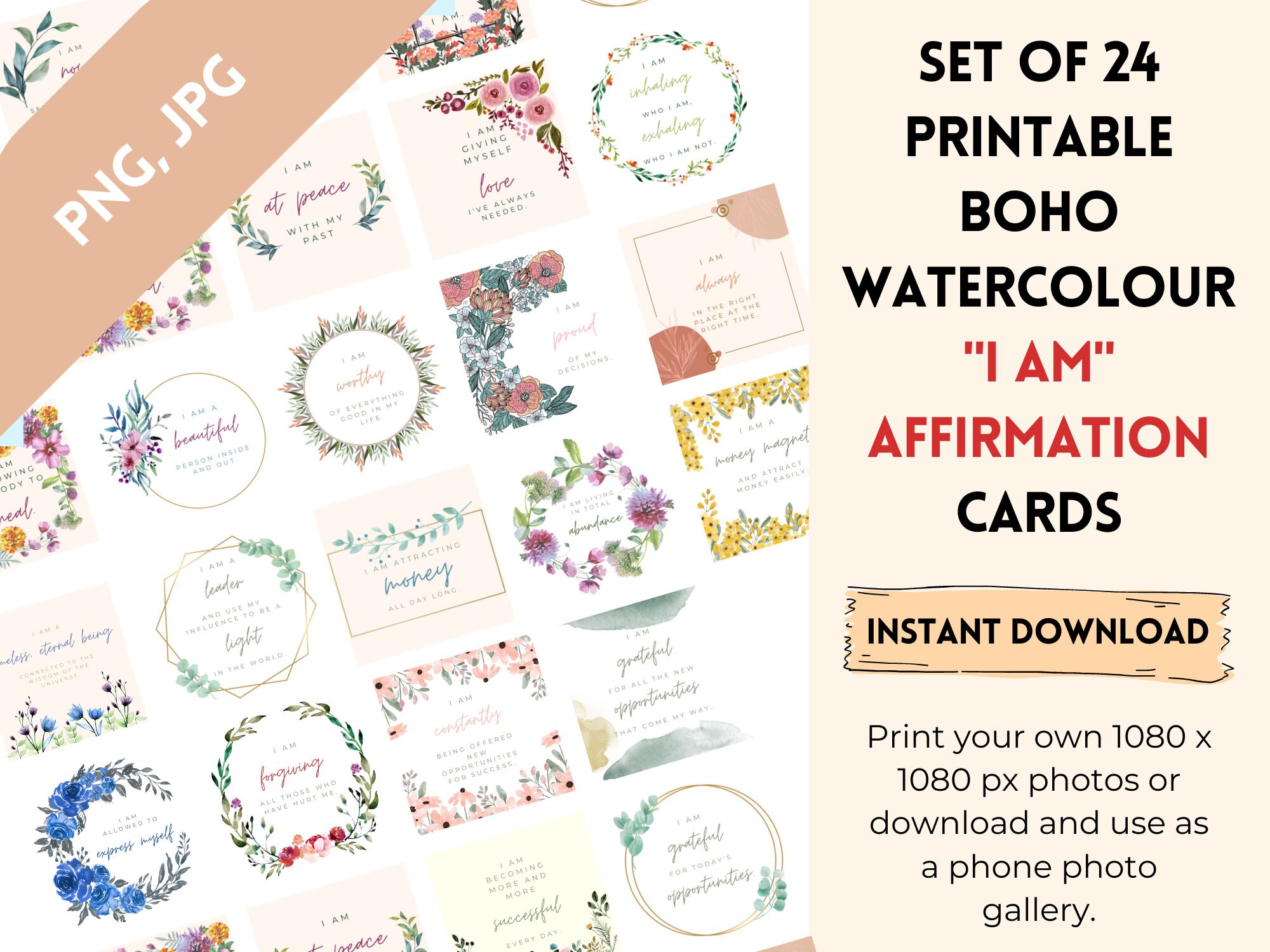 Printable Affirmation Cards I Am Affirmation Cards Care Package for Her ...