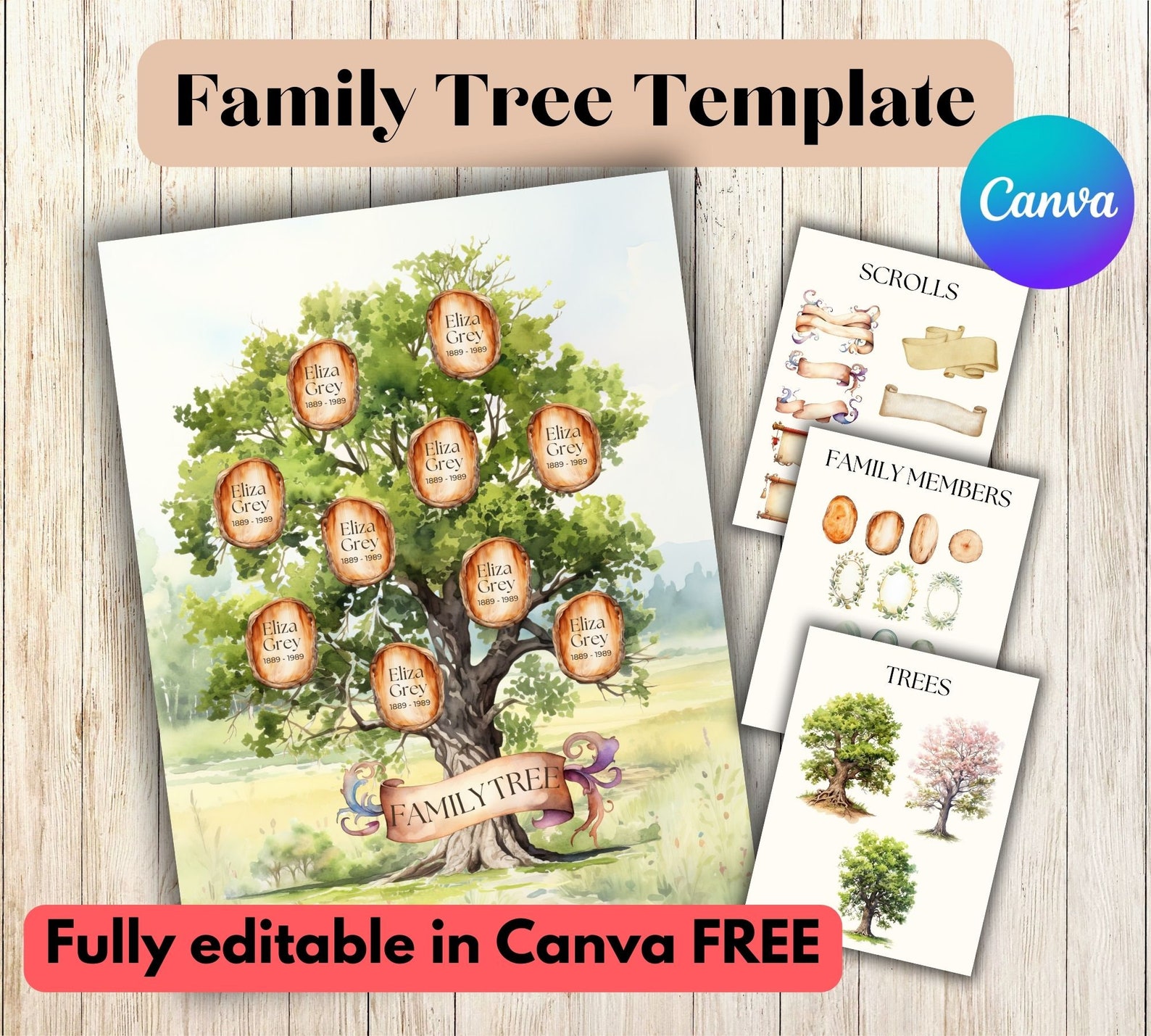 Family Tree Template Family Tree Chart Editable Family Tree Download ...