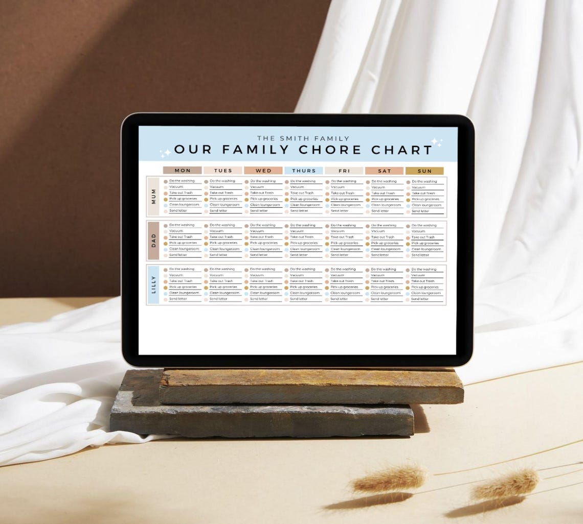 Editable Family Chore Chart for Kids Chore Chart Adults Chore Chart ...