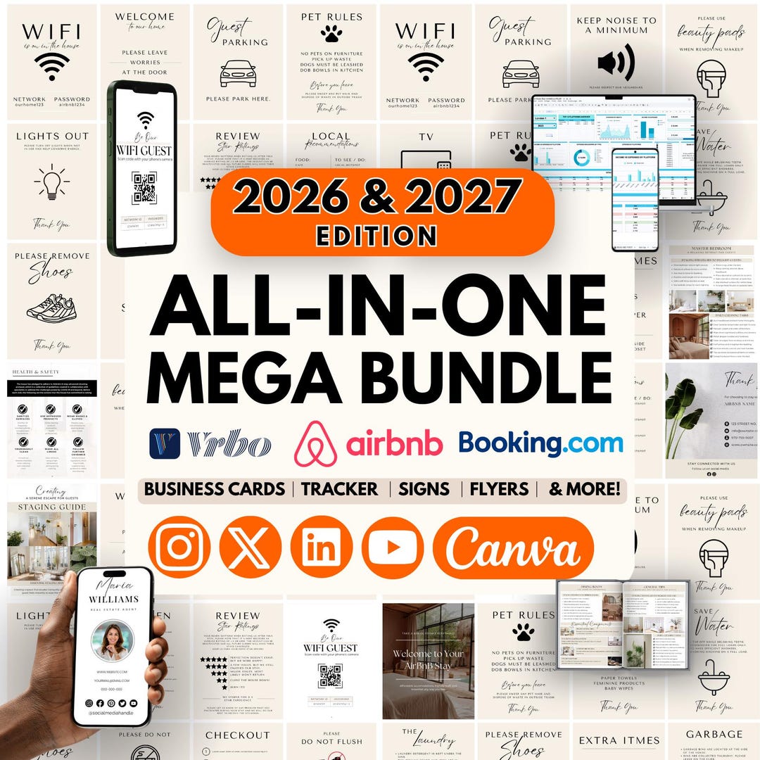 2026 MEGA BUNDLE: Airbnb Signs Airbnb Template Airbnb Templates, Airbnb ...