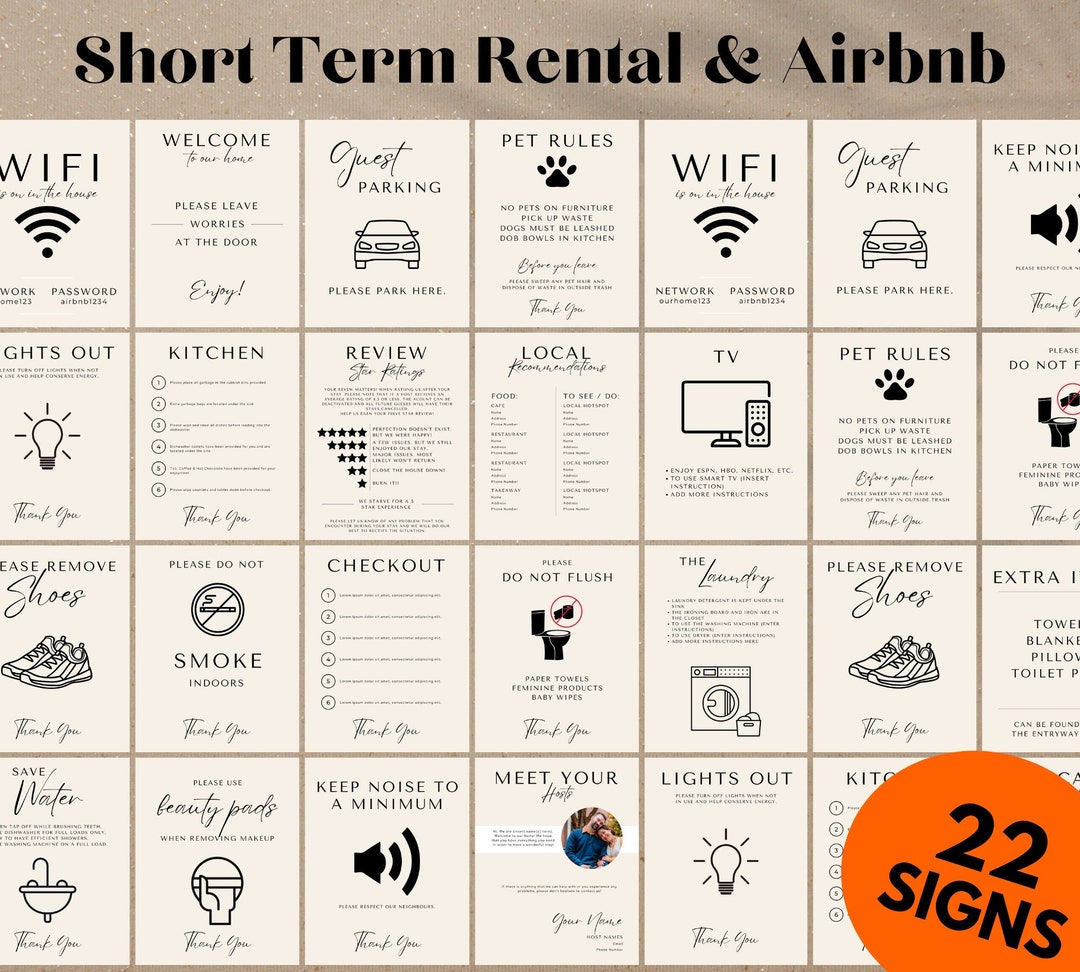 Airbnb Signs, Airbnb Template, Airbnb Templates, Airbnb Welcome Sign ...