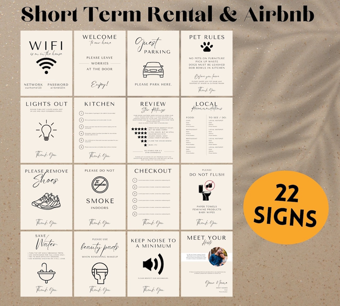 Airbnb Signs, Airbnb Template, Airbnb Templates, Airbnb Welcome Sign ...