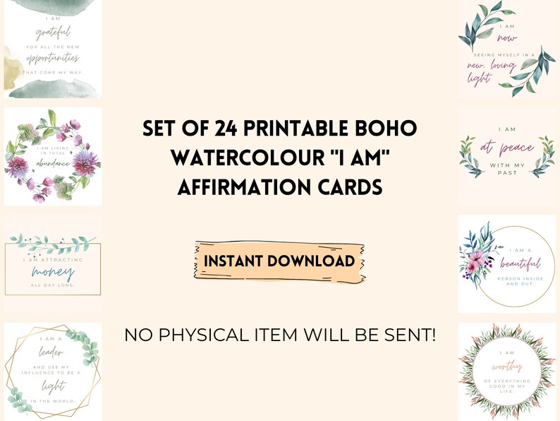 Printable Affirmation Cards I Am Affirmation Cards Care Package for Her ...