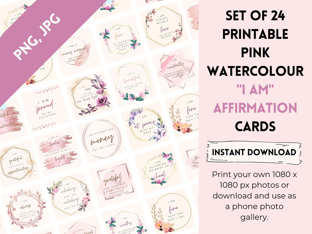 Printable Affirmation Cards I Am Affirmation Cards Care Package for Her ...