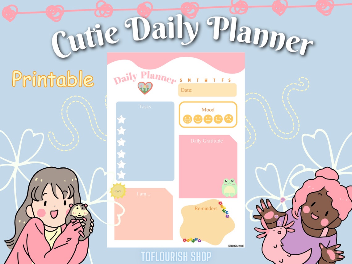 Daily Planner Printable, Daily Journal, Pastel, Aesthetic, Gratitude ...