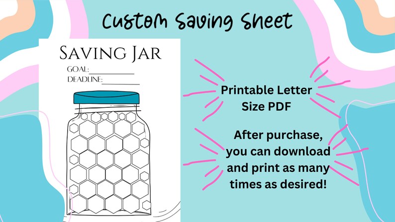 Custom Saving Sheet, Saving Challenge Printable, Savings Tracker, Money ...