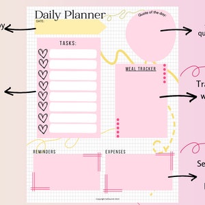 Pretty in Pink Weekly/daily Planner, Printable, Pink, Planner Template ...