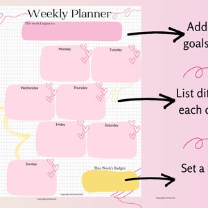 Pretty in Pink Weekly/daily Planner, Printable, Pink, Planner Template ...