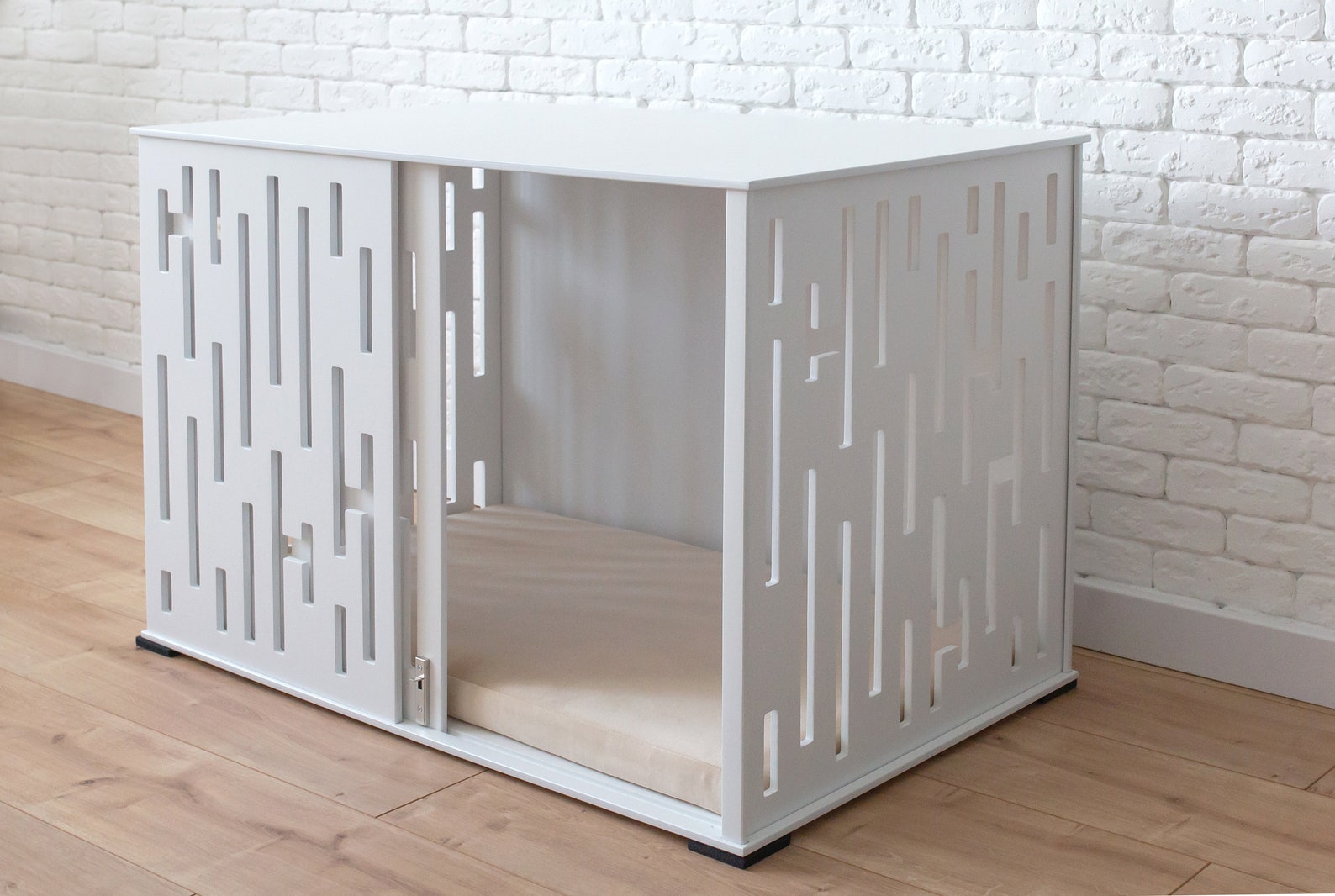 White Modern Dog Crate Modern Dog Kennel Wood Dog Crate Pet - Etsy