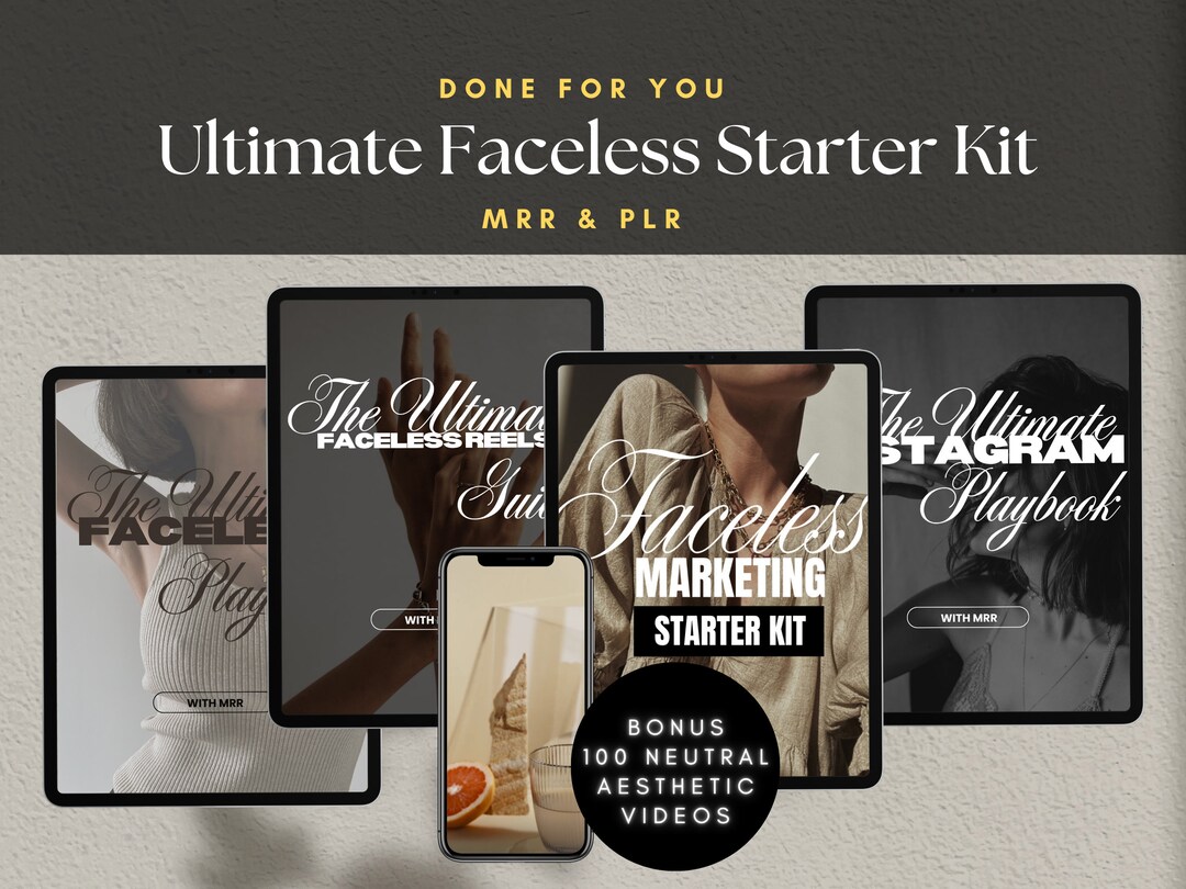Faceless Marketing Starter Kit, Bundle of 4 Digital Products, Faceless ...
